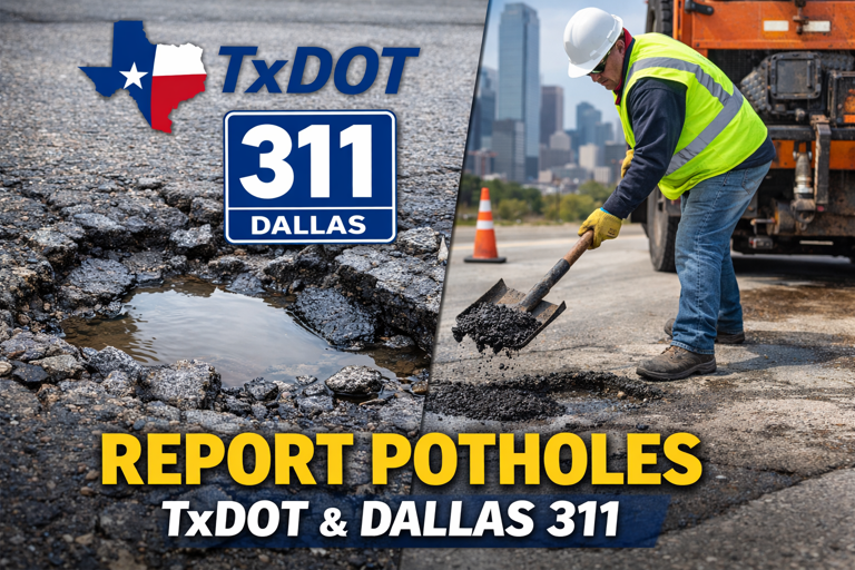 Arctic blast - How to report potholes to TxDOT and the City of Dallas