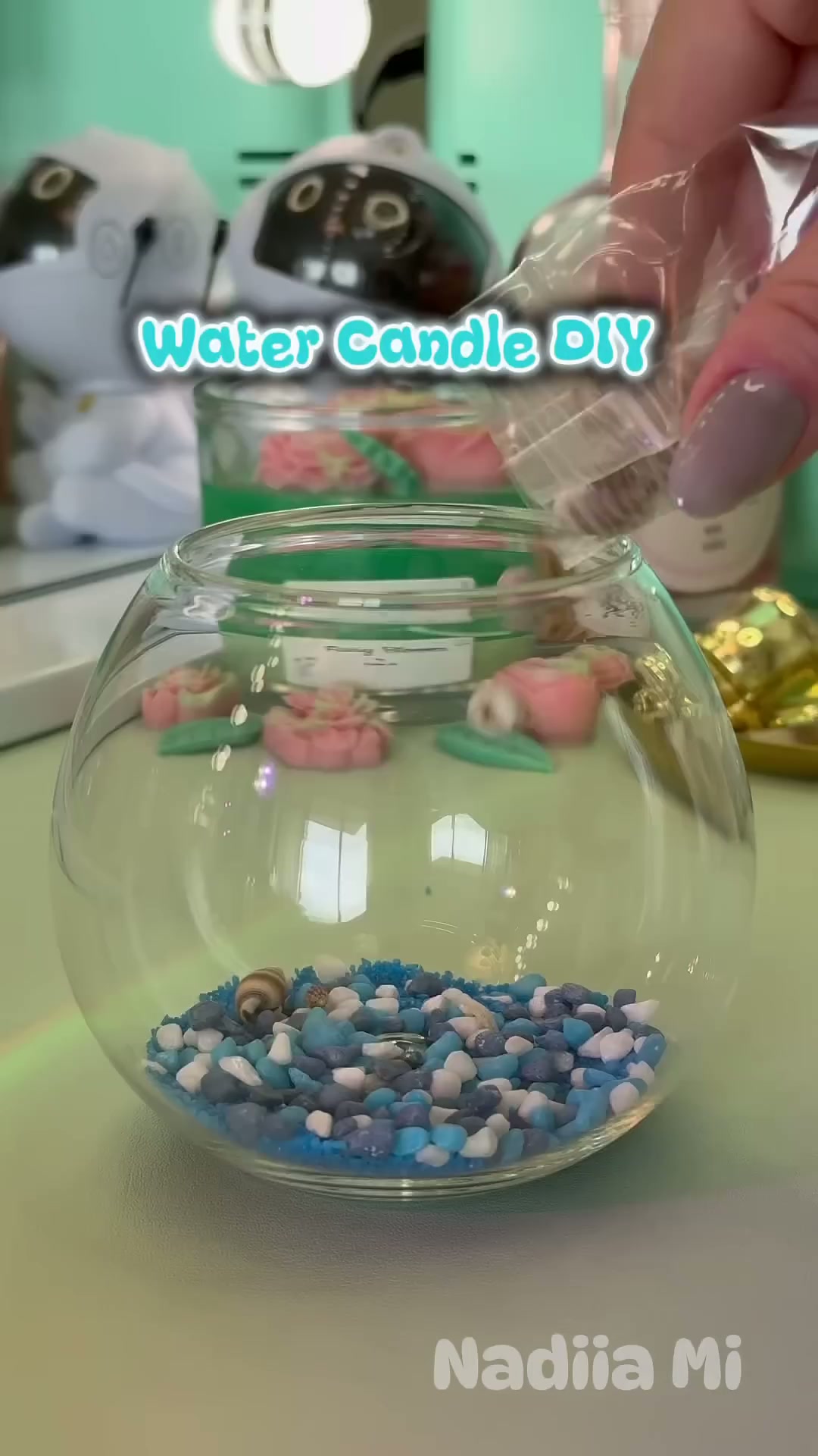 DIY ocean-inspired water candle | ASMR candle making 🐚