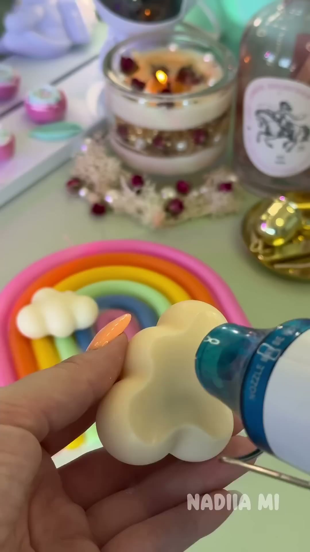 ASMR rainbow candle making | Cutest DIY ever 🌈