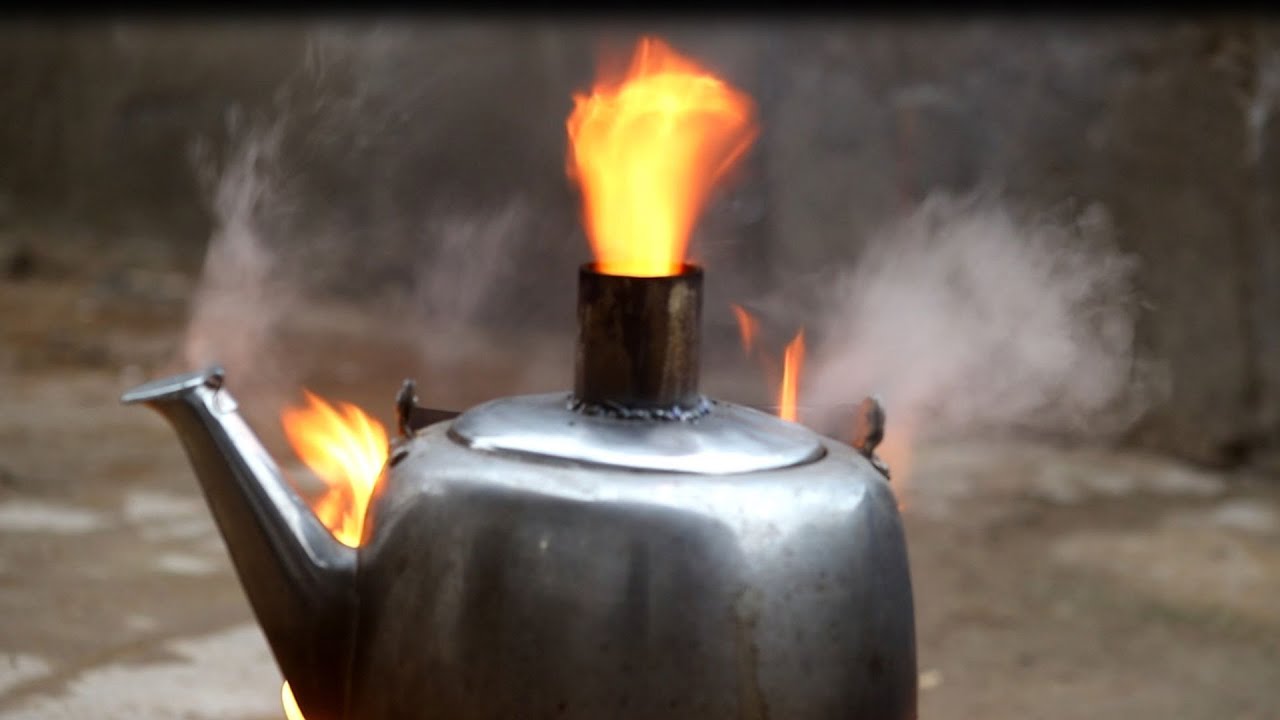 Few people know about this jet burner with waste oil and water