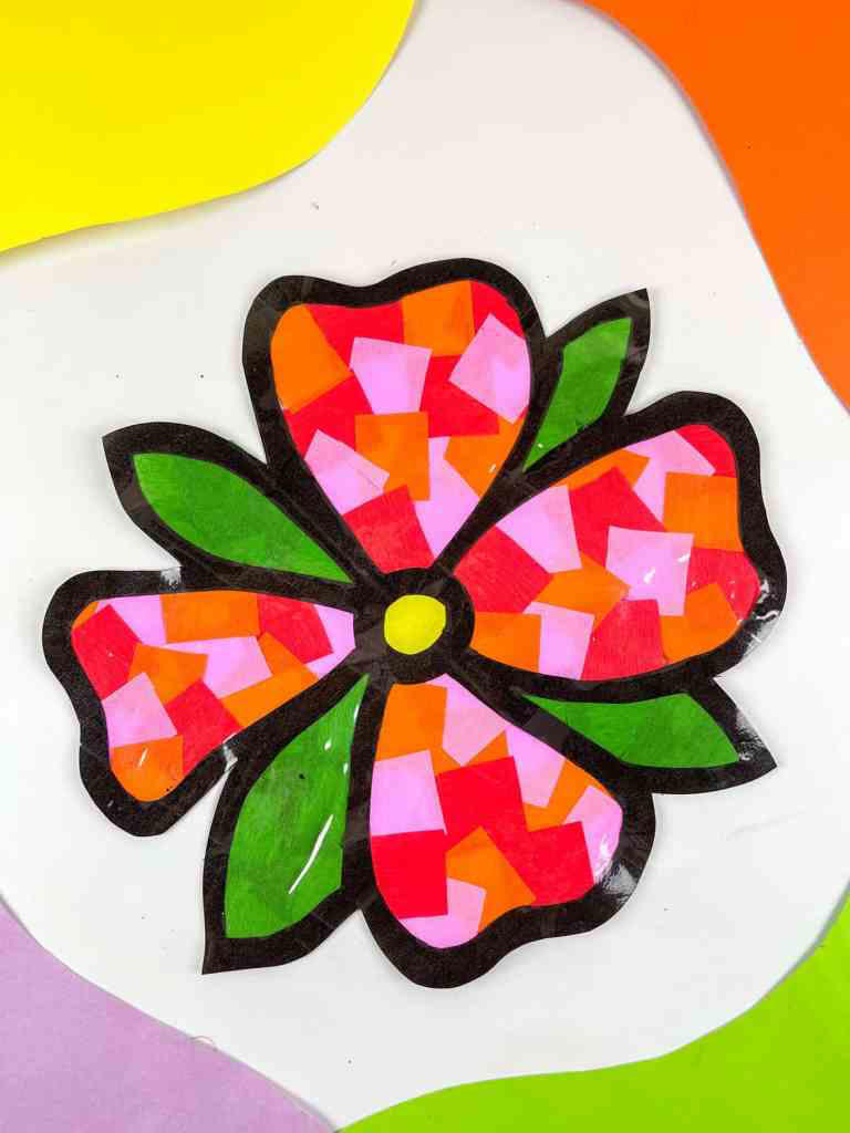 How to make a flower suncatcher craft for kids with template