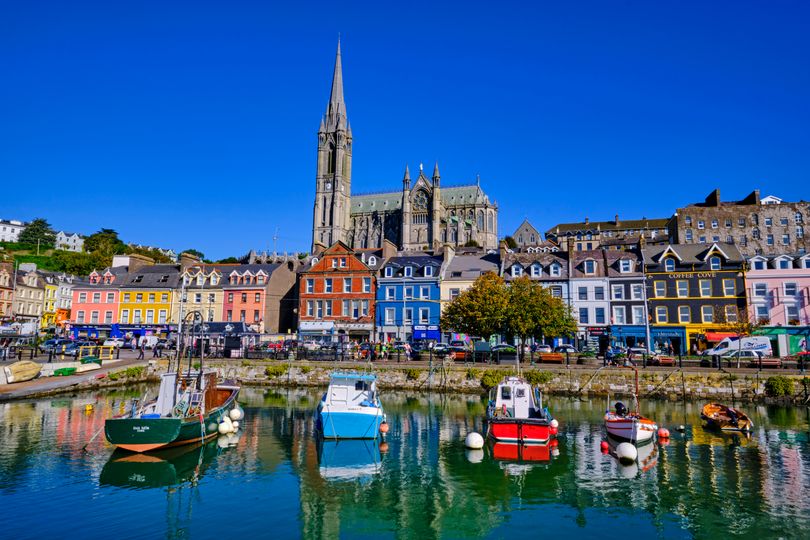 Pretty town in Ireland with colourful 'deck of cards' houses and ...
