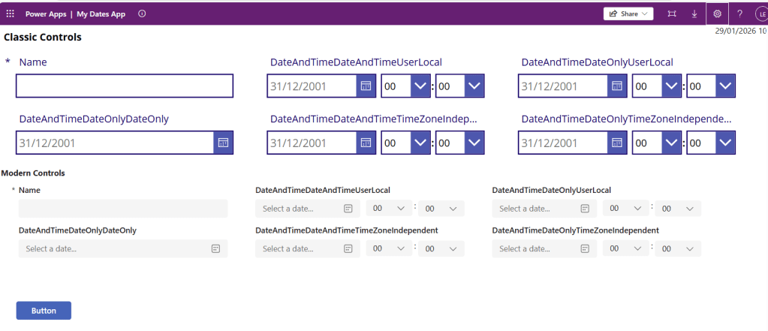 5 Dataverse date fields and the date picker in Canvas apps