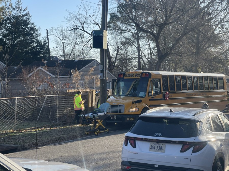 Police respond to crash involving school bus on Vick Street in Portsmouth