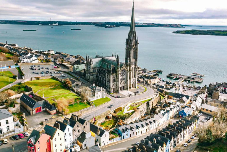 Pretty town in Ireland with colourful 'deck of cards' houses and ...