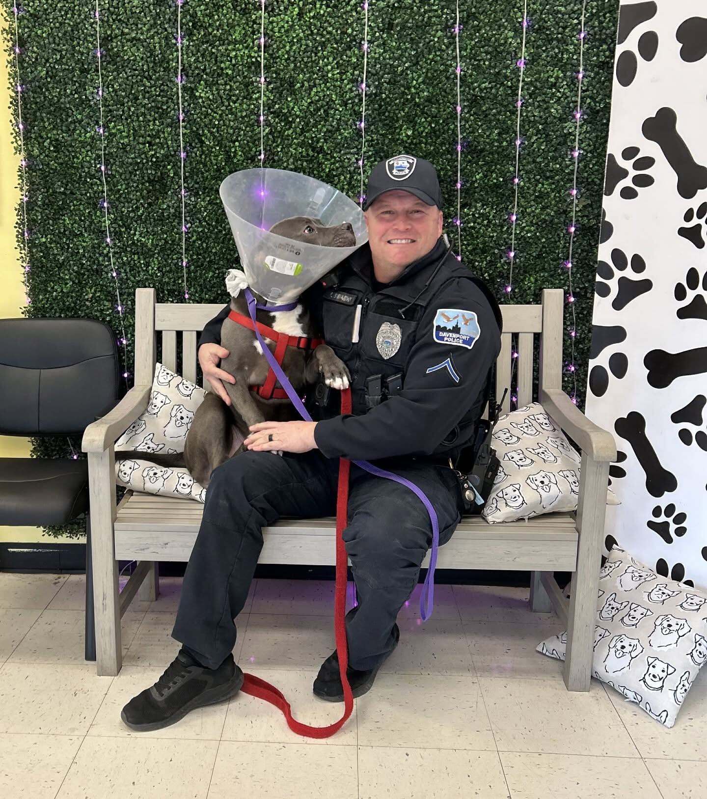 Officer adopts dog he rescued on Christmas
