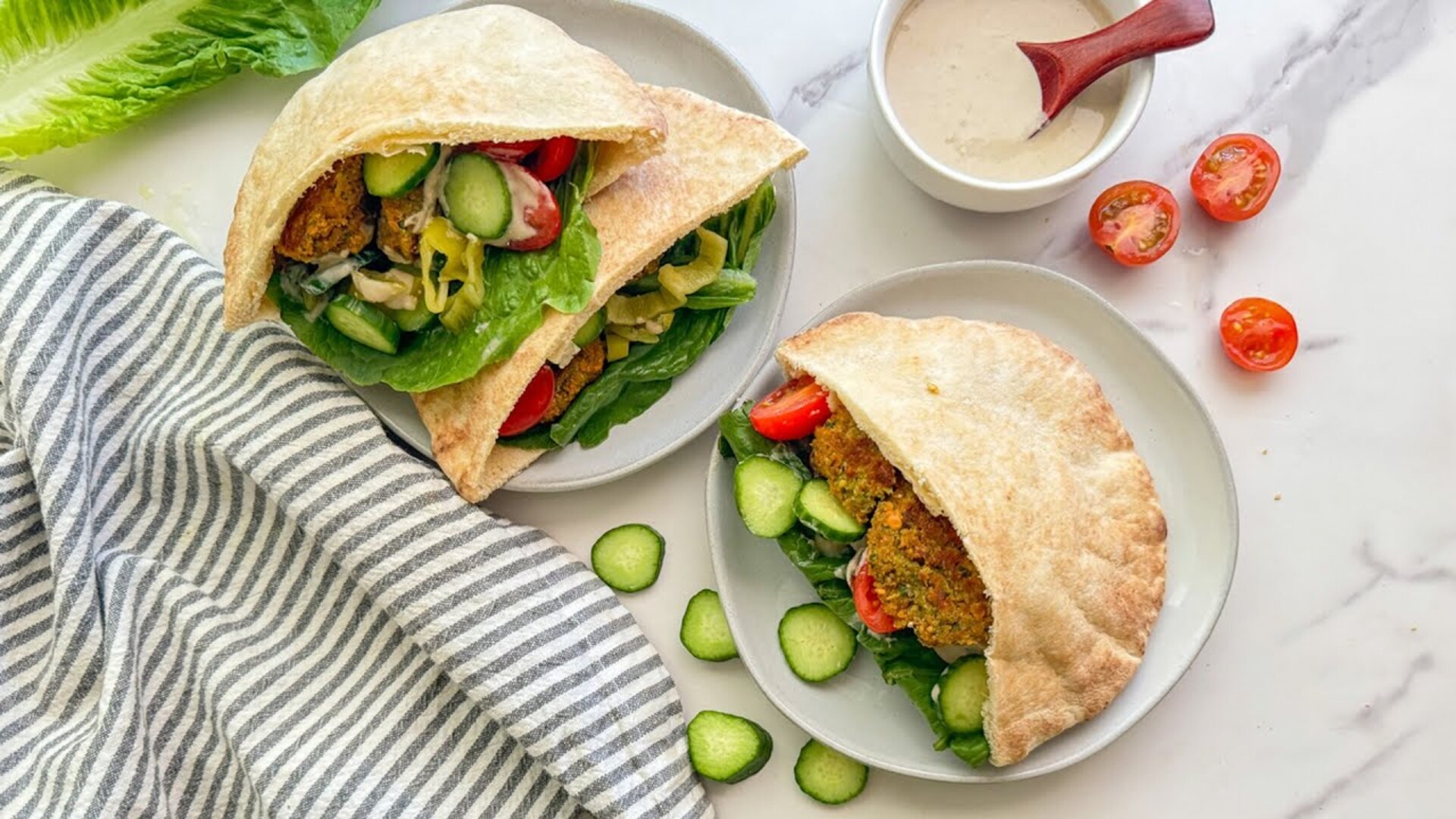 Red lentil falafel pita sandwich recipe