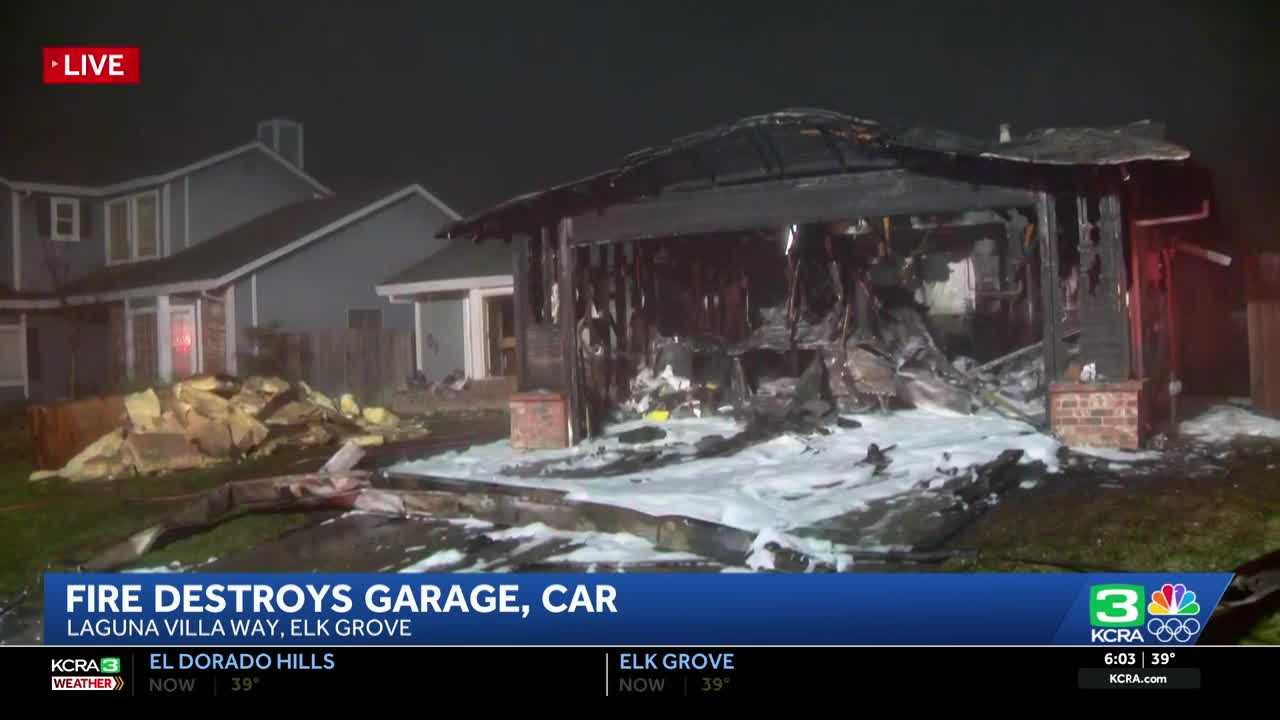 Elk Grove firefighters rescue woman after a garage fire
