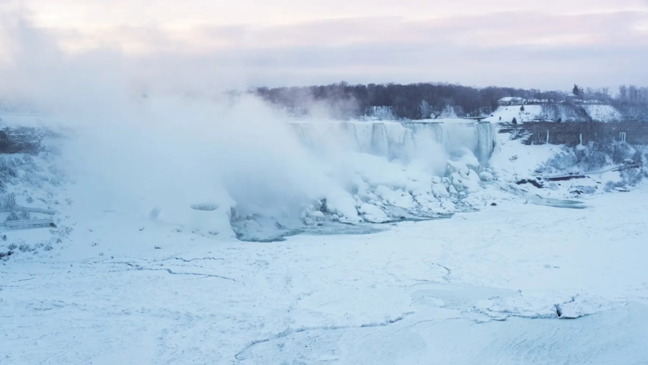Niagara Falls partially frozen following days of bitter cold