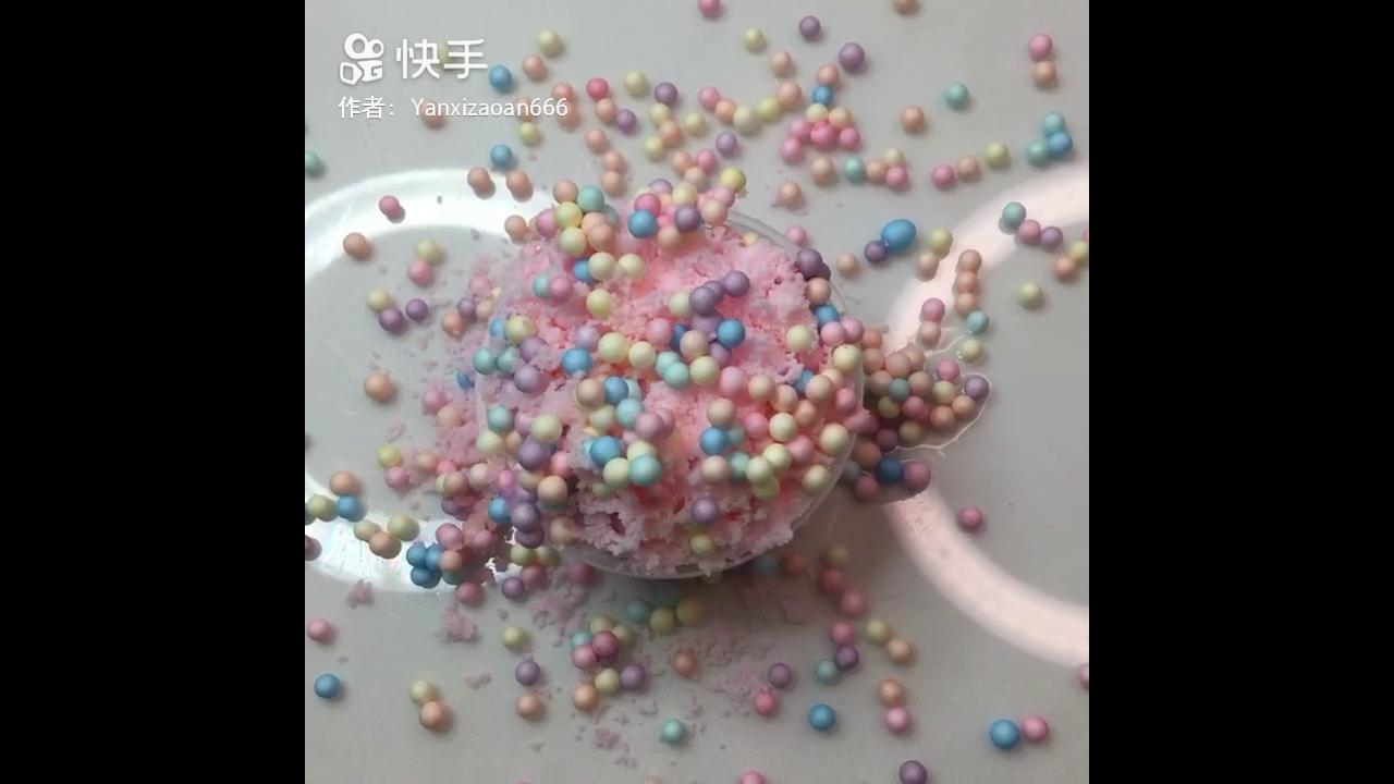 Red Ice Making With Colorful Beans Topping