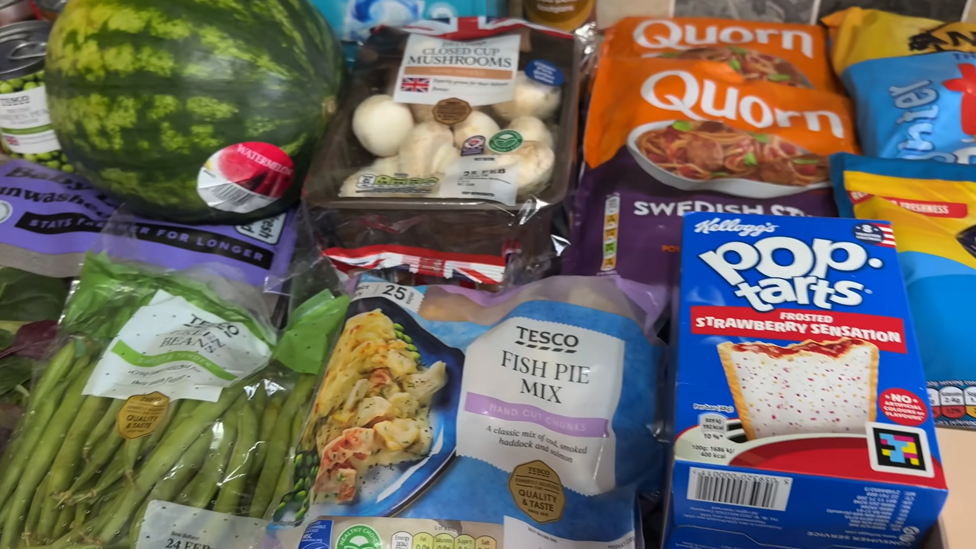Family grocery haul under one hundred pounds