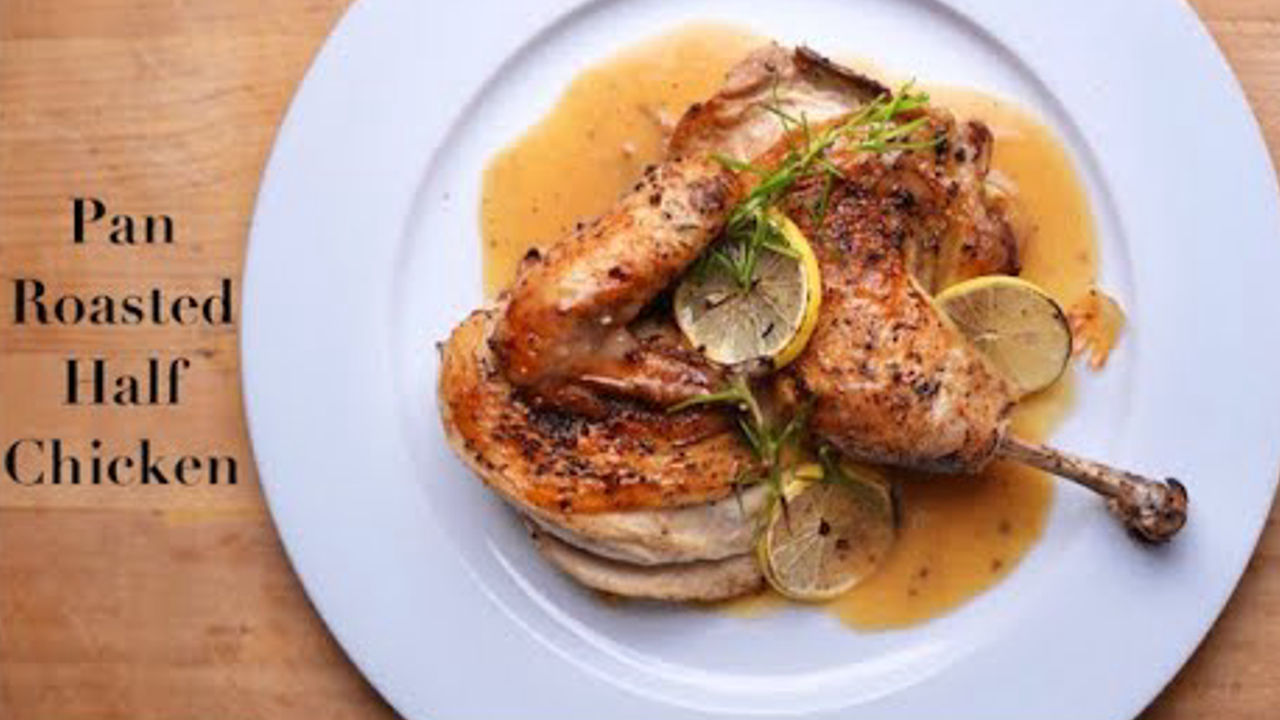 Perfect pan-roasted half chicken with gravy