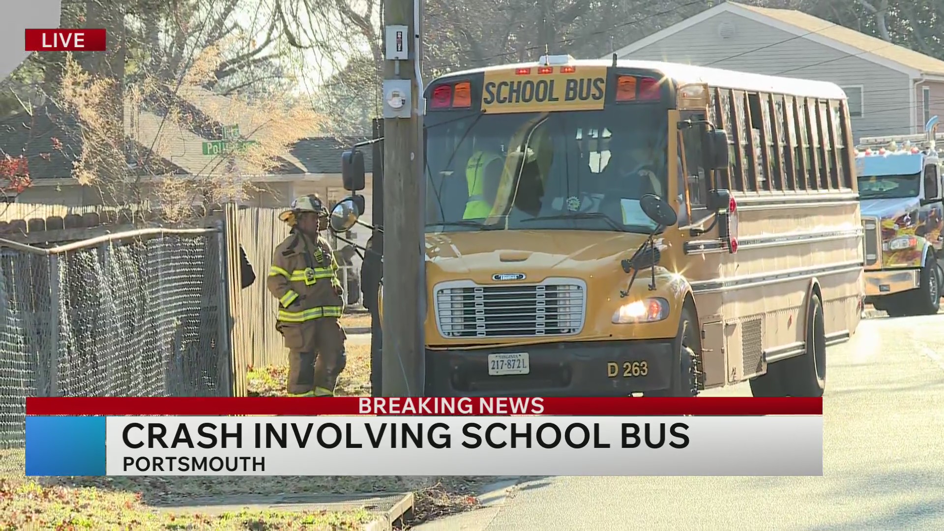 Police respond to crash involving school bus on Vick Street in Portsmouth