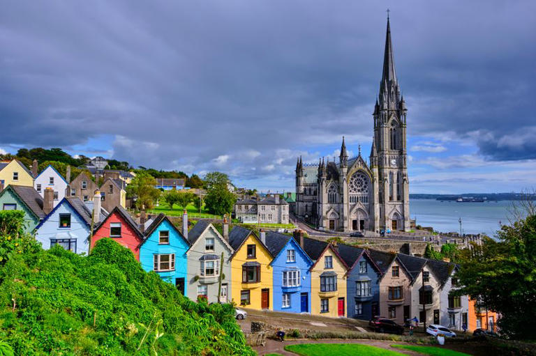 Pretty town in Ireland with colourful 'deck of cards' houses and ...