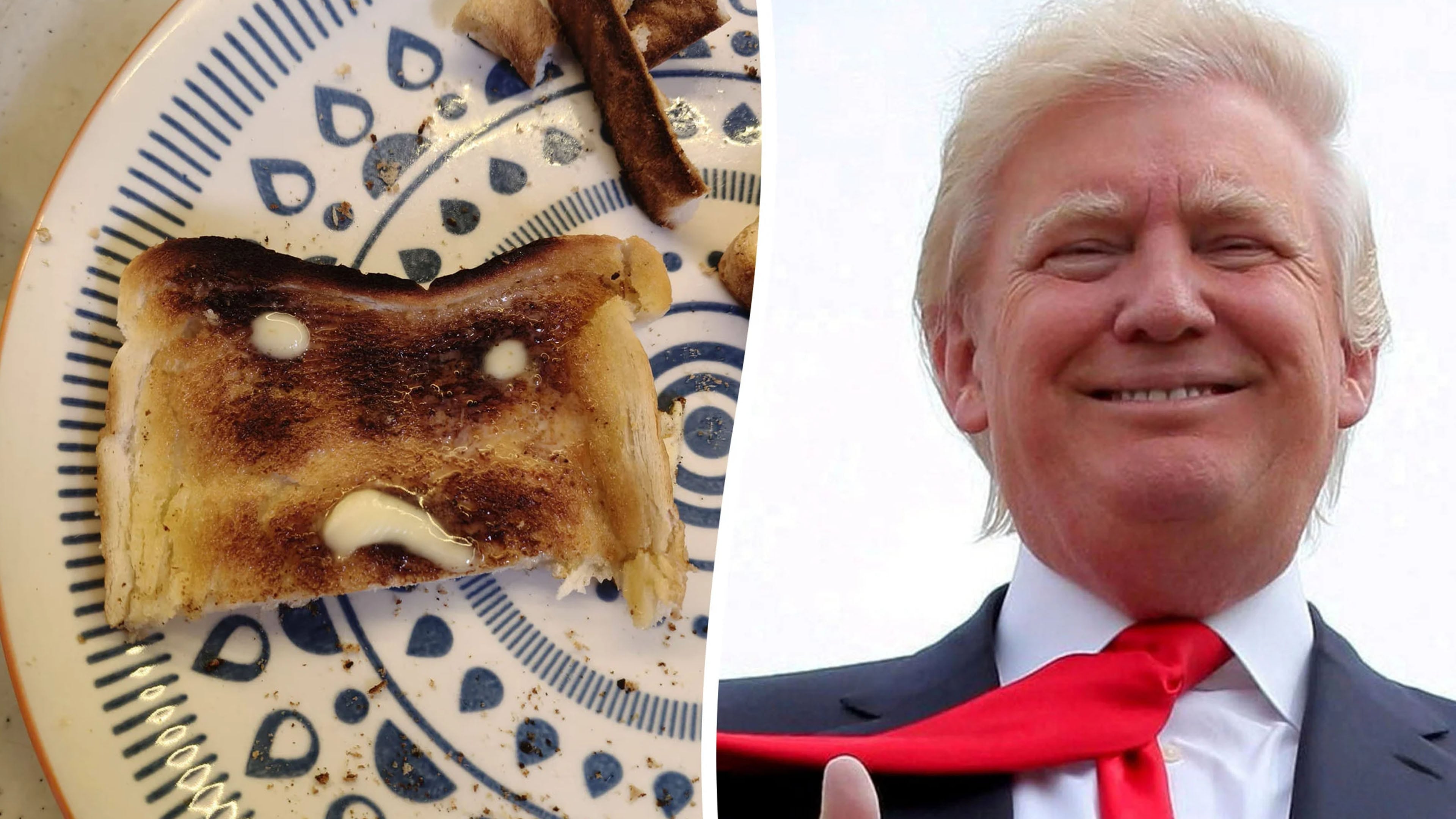 Woman spots Donald Trump's face in her toast