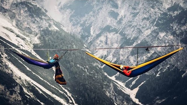 This is what lying in a hammock over an 800-foot drop looked like