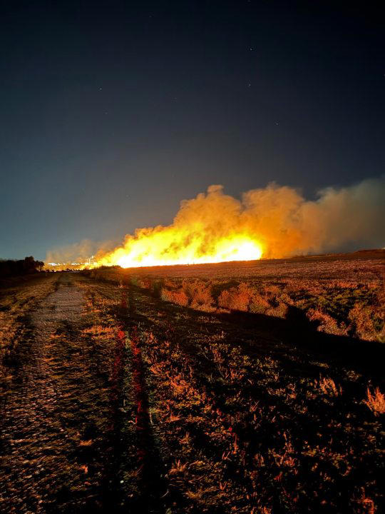 Video: Line of fire seen from Ravenel Bridge late Wednesday night
