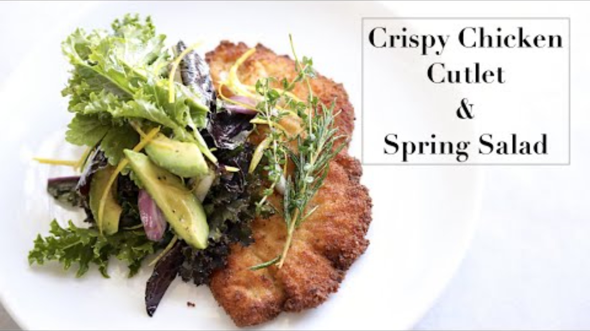 Crispy chicken cutlets with spring green salad
