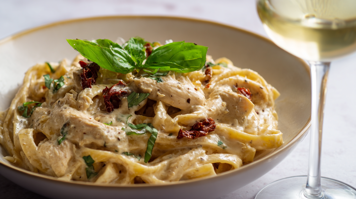 Dinner for two: Tuscan chicken Alfredo pasta