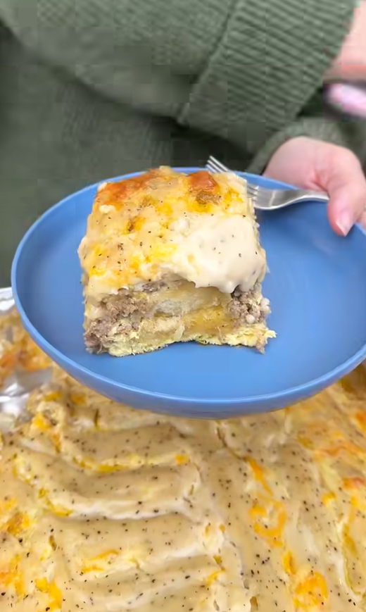 Biscuit and gravy breakfast made completely from scratch