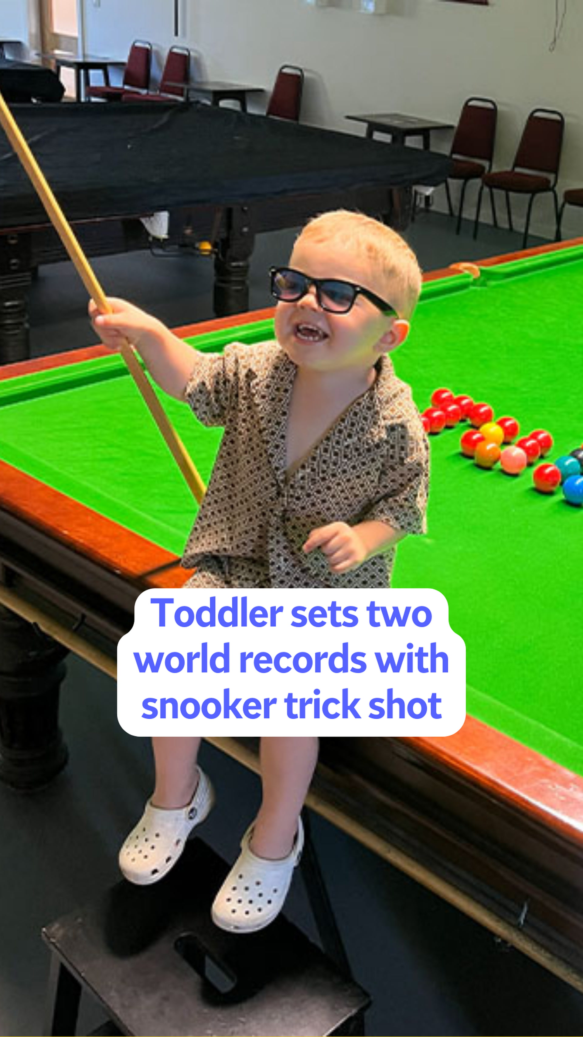 Toddler sets two world records with snooker trick shot