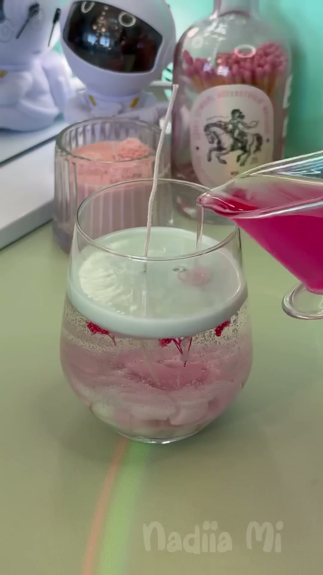 Pink spell water candle DIY ASMR | Gel & soy wax magic 🌸