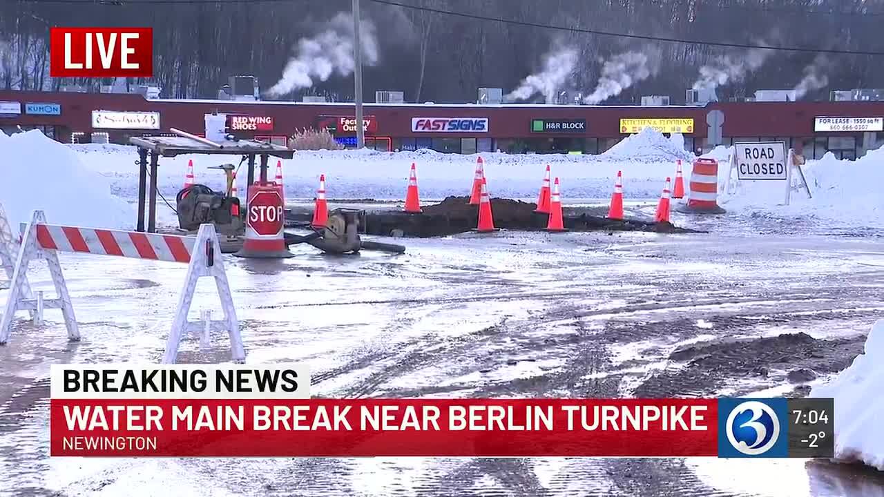 Water main break affects 15 businesses, 4 homes near Berlin Turnpike