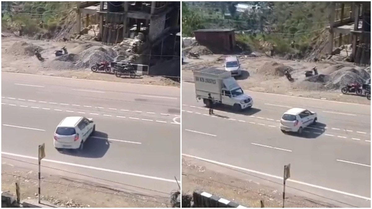 Himachal man's dangerous zig-zag car stunt video amid moving traffic ...