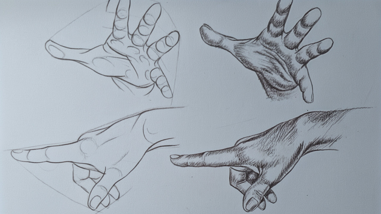 Complete Hand Drawing Practice for Angles Moves and Expressions