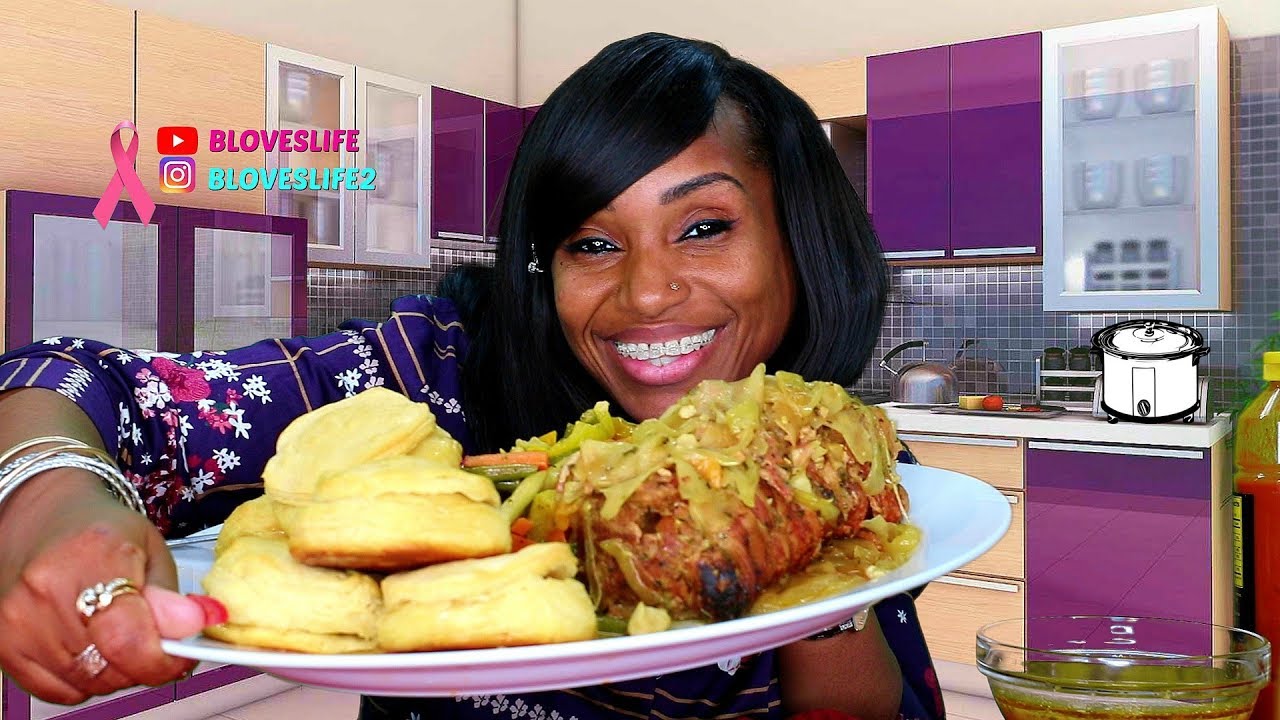 Home cooked pork roast veggies and honey biscuits