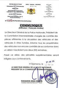 Tchad : les détenteurs des véhicules à vitres fumées sommés de se conformer