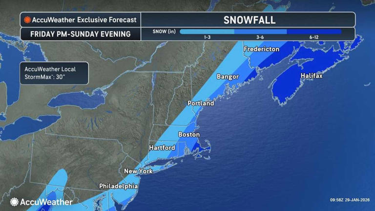 New snowfall maps released as fast‑developing nor’easter takes shape