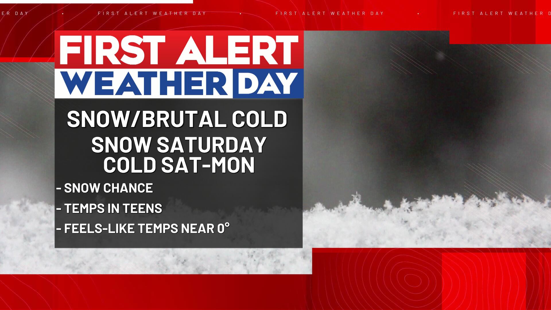 First alert weather days for weekend snow chance and dangerously cold temps