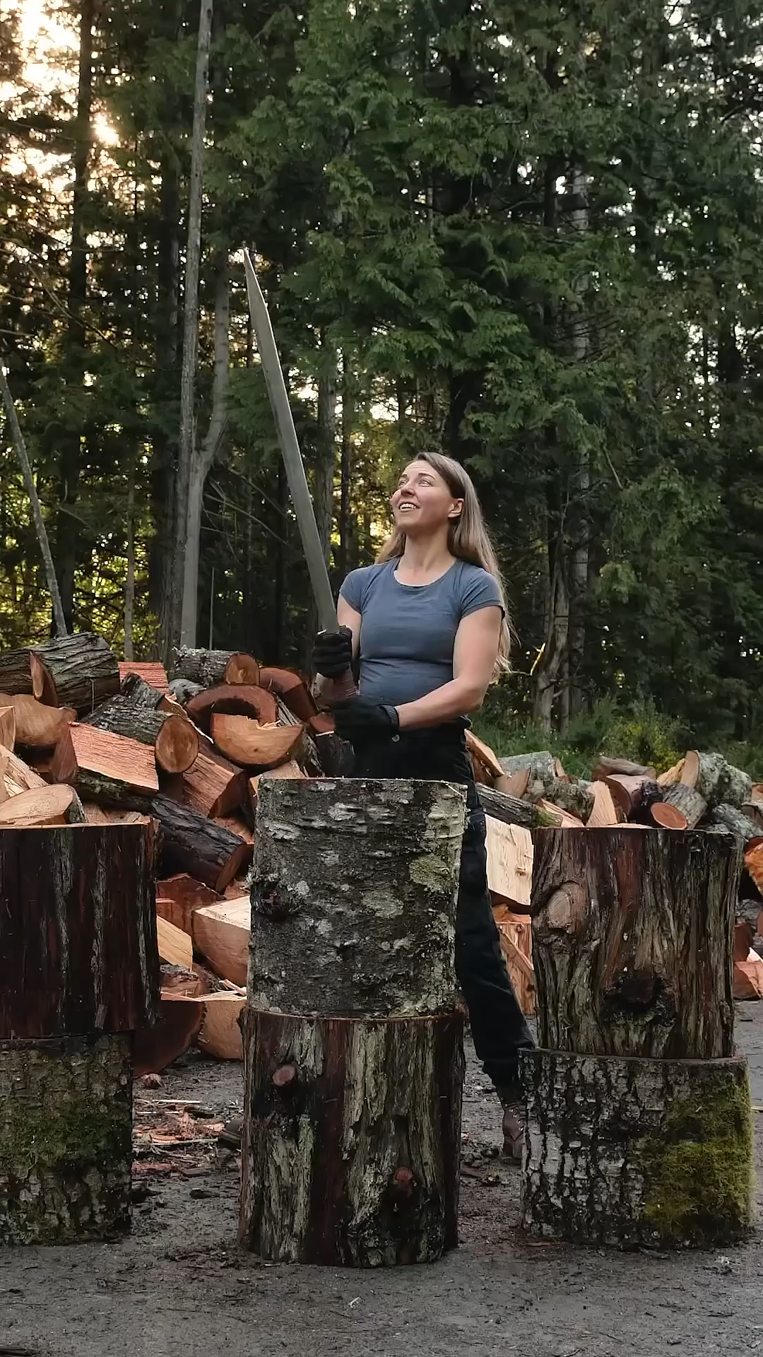 Hands-on rural wood splitting using a Viking wood splitter