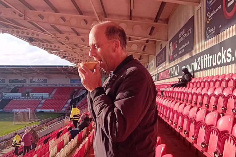 World pie eating champ's verdict on Doncaster Rovers chicken balti pie