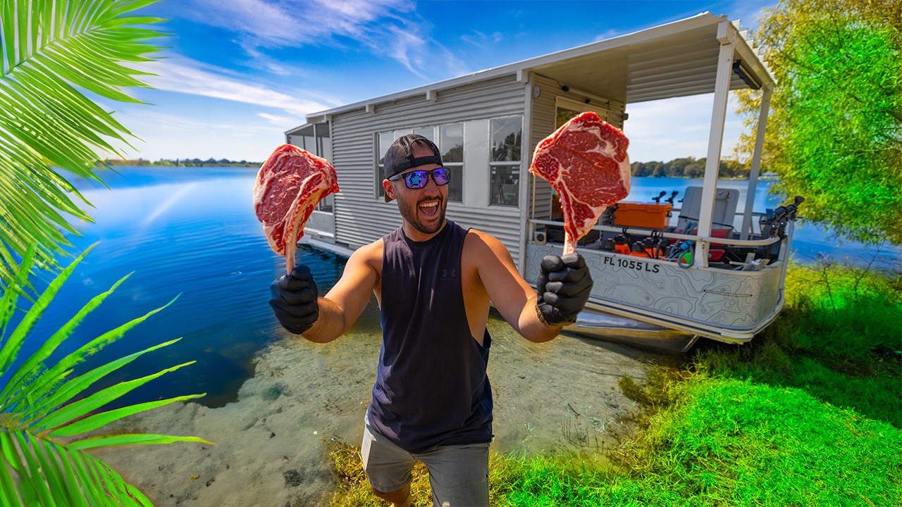 24K gold tomahawk steak on a houseboat?
