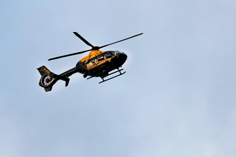 Police chopper hunts for robbers across two counties