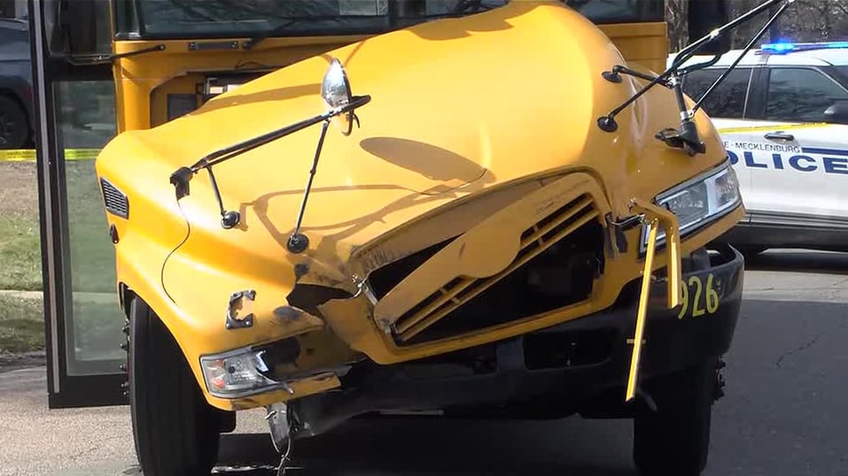 School buses crash near middle school in south Charlotte