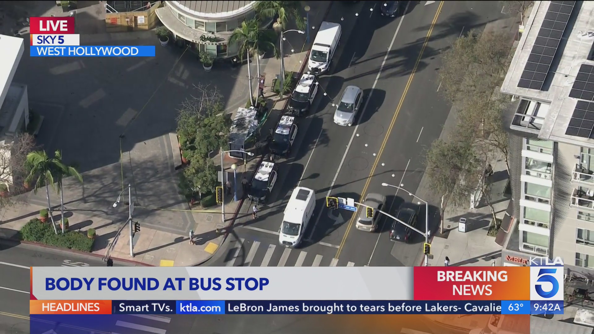 Death investigation underway after body found at West Hollywood bus stop