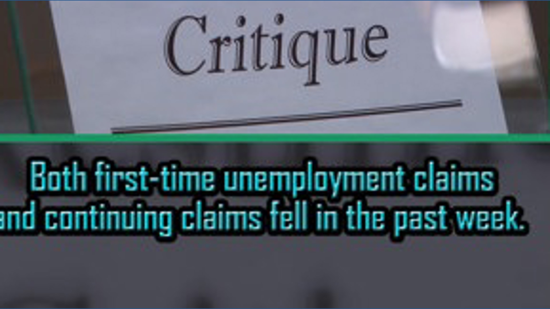 Unemployment numbers are down, but...