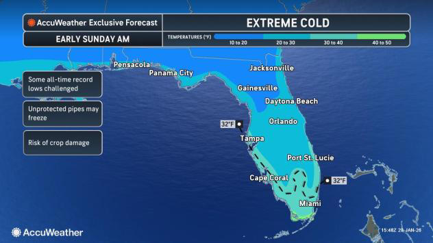 Florida braces for coldest conditions in decades this weekend