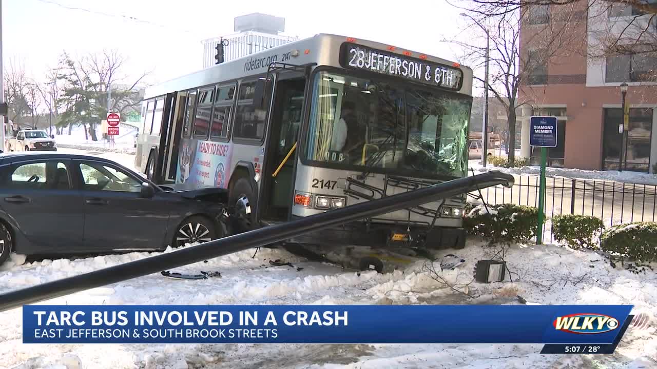 TARC bus crashes in downtown Louisville; 3 injured