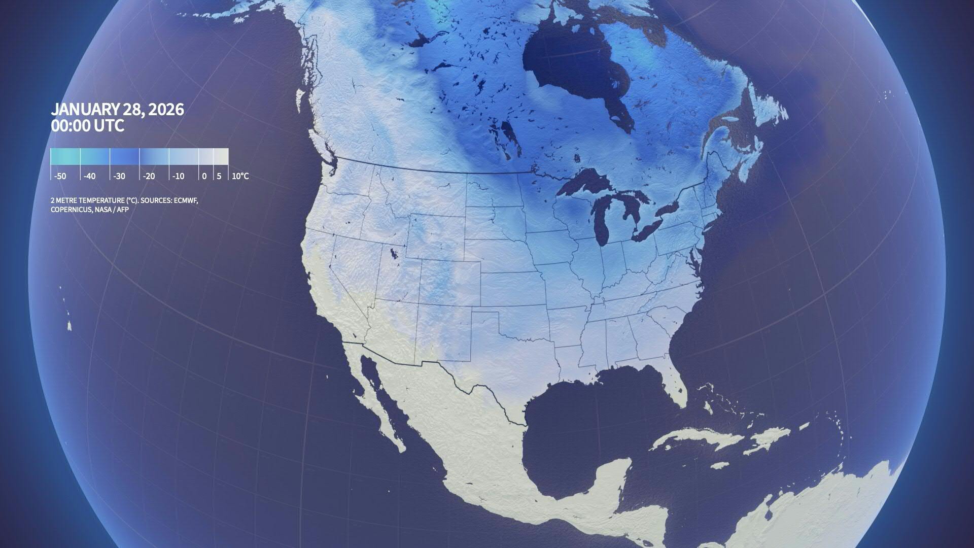Animated map: Temperature forecast