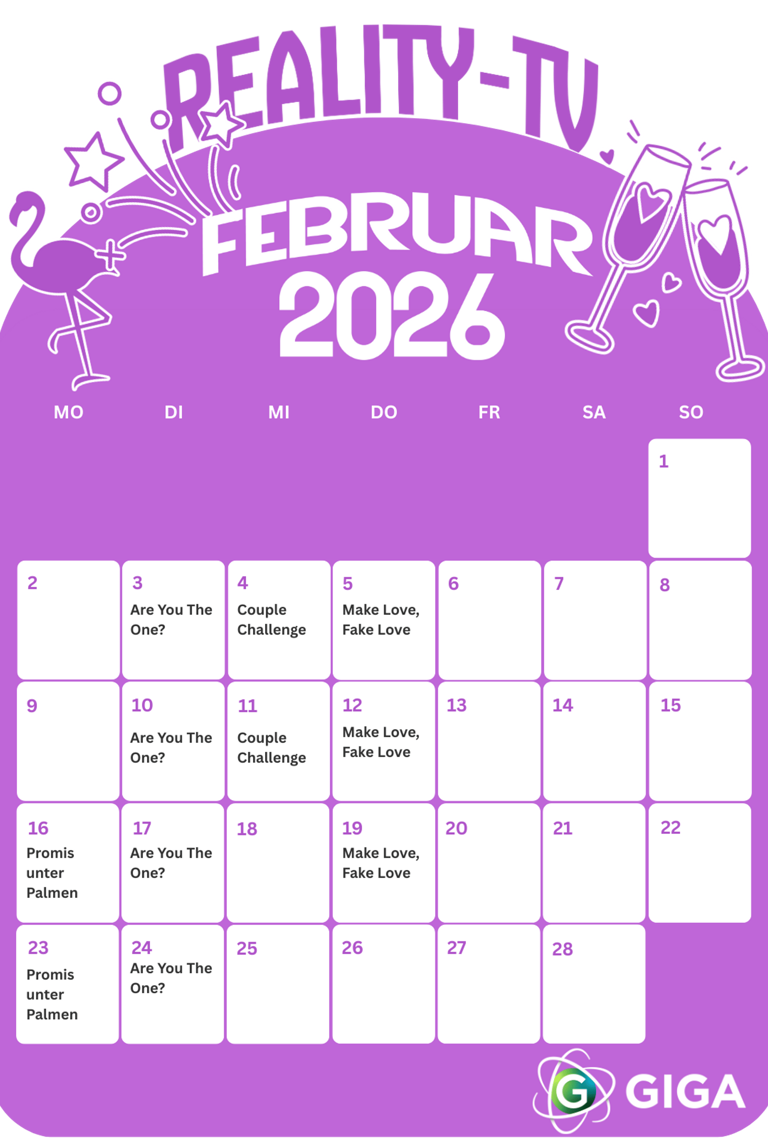 Reality-TV-Kalender für 2026: Das sind die Highlights ab Februar