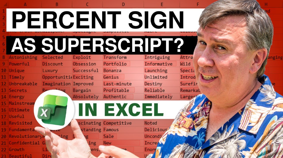 How to show the percent sign as superscript in Excel