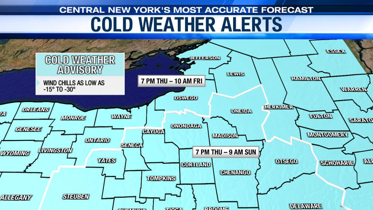 Lake snow showers and very cold Thursday afternoon
