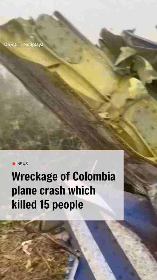 The wreckage of a plane that crashed in northeastern Colombia on ...