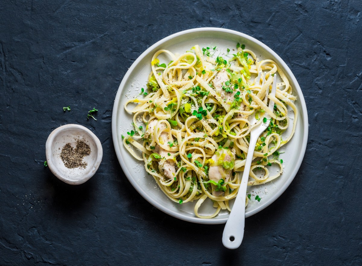 Our leek & chicken pasta is elegant eating made simple
