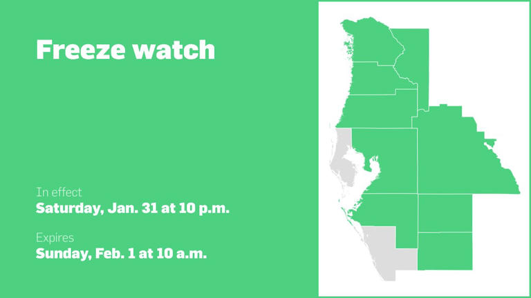 Freeze watch issued for Central West Florida for Saturday and Sunday ...