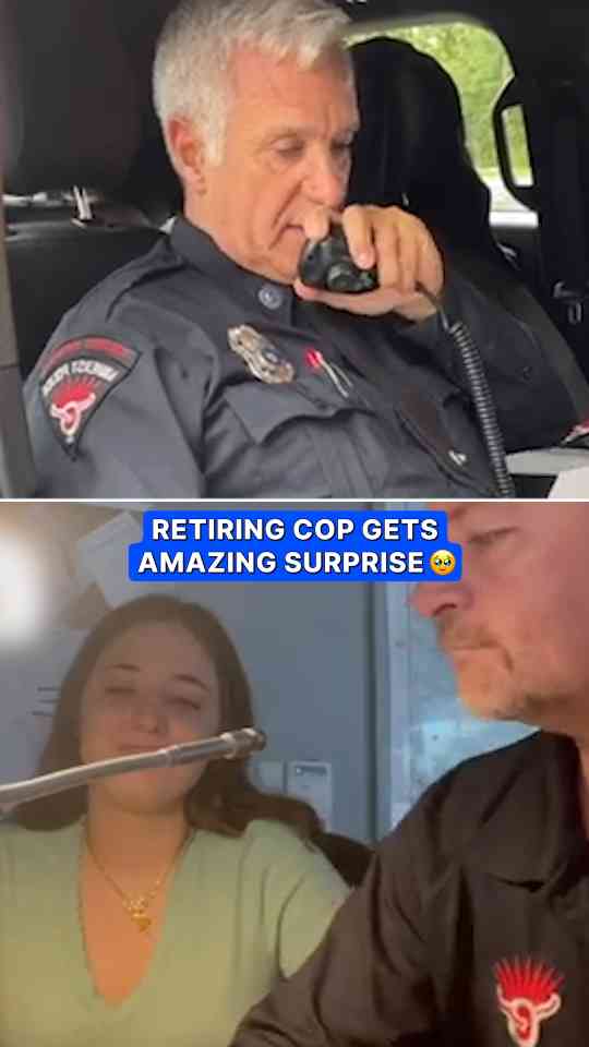 Retiring police officer surprised by daughter during final shift